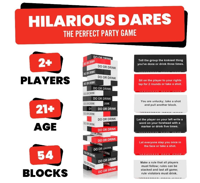 60+ Drunk Jenga Drinking Games Ideas: Rules, Silly Dares, Variations ...