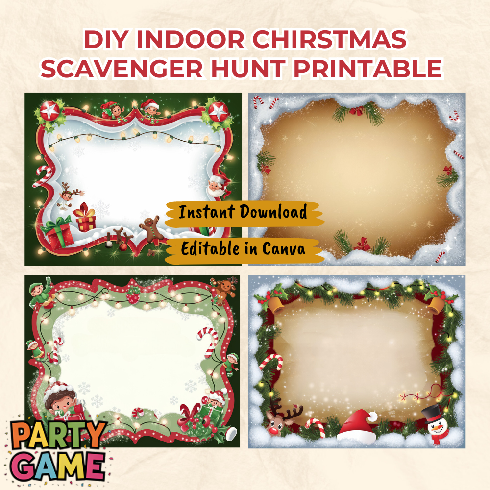 Indoor Christmas Scavenger Hunt Printable for Kids - Play Party Game