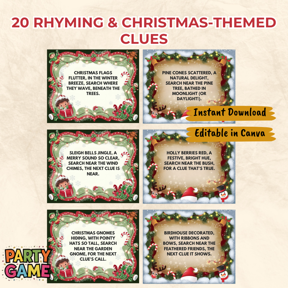 Outdoor Christmas Scavenger Hunt Printable for Kids - Play Party Game