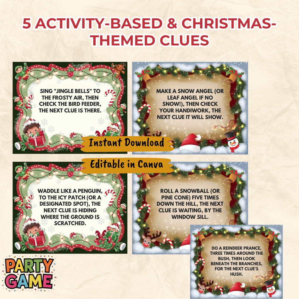 Outdoor Christmas Scavenger Hunt Printable for Kids - Play Party Game