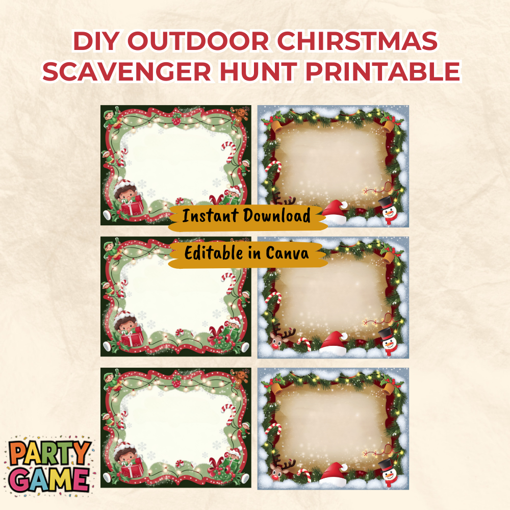 Outdoor Christmas Scavenger Hunt Printable for Kids - Play Party Game