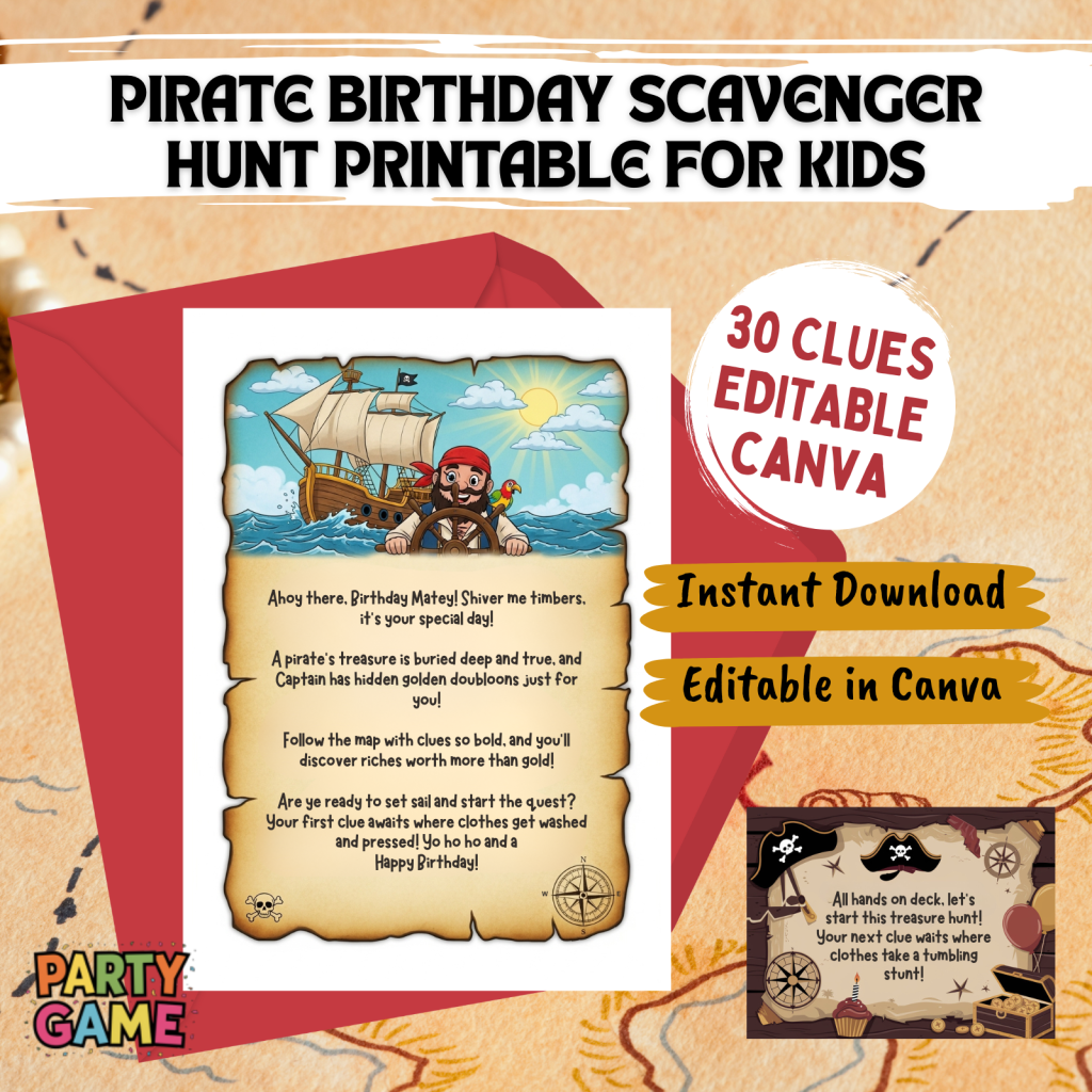 Ultimate Pirate Birthday Scavenger Hunt for Kids with Printable: 30 ...