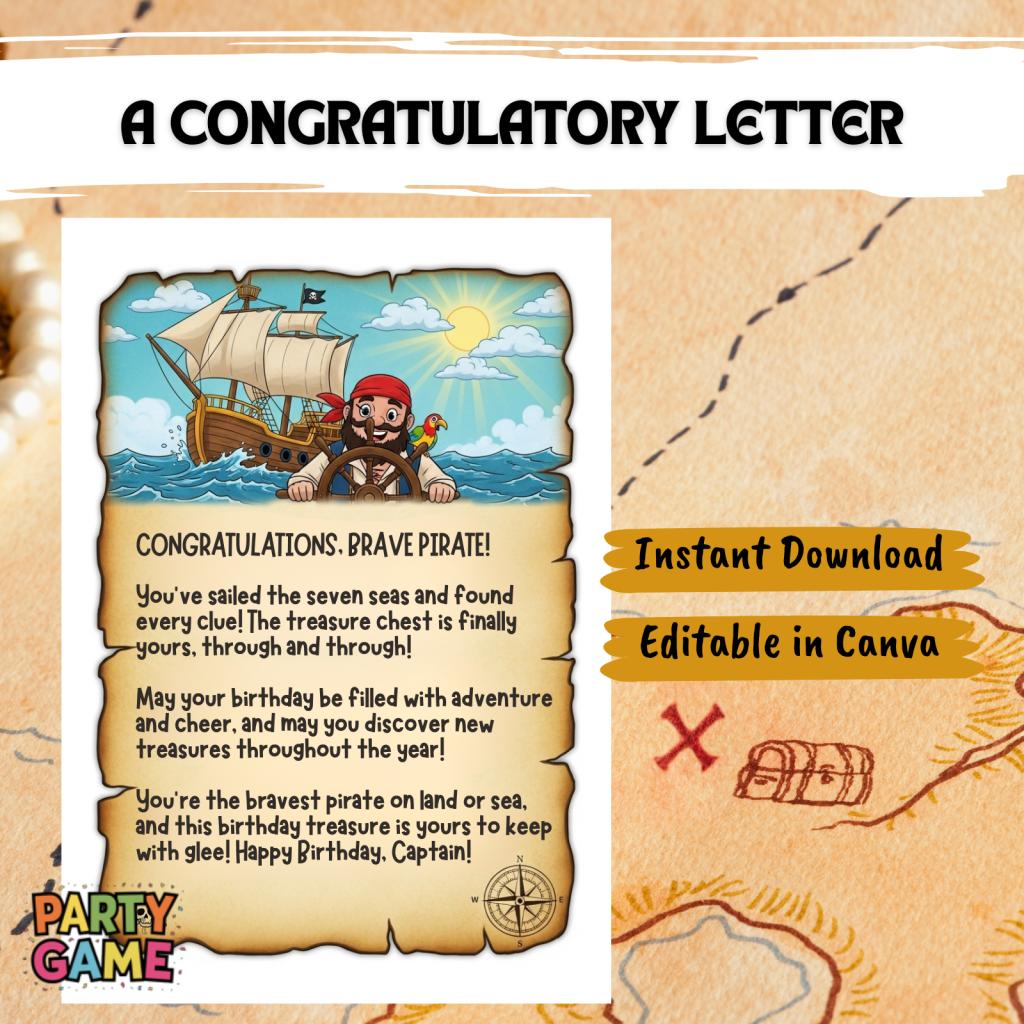 Pirate Birthday Scavenger Hunt for Kids Printable - Play Party Game