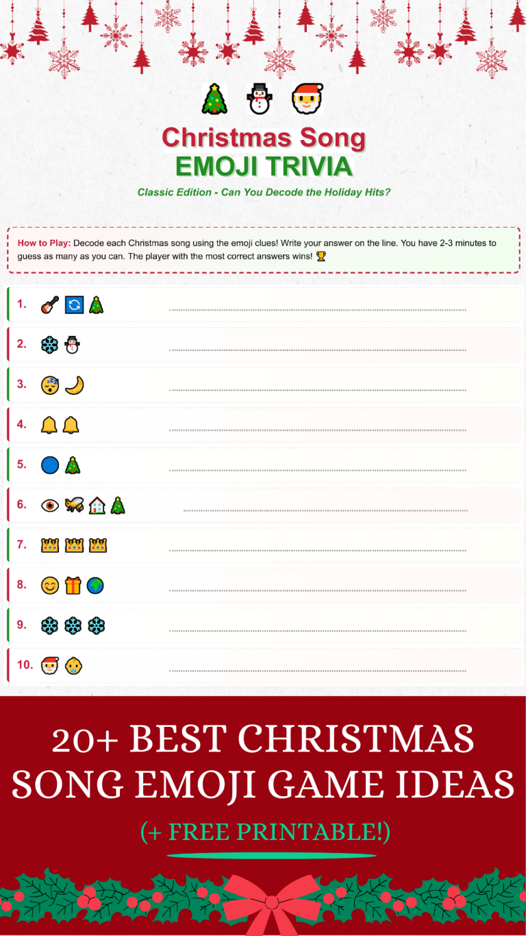 Christmas Song Emoji Game Free Printable – Fun & Easy Party Hit