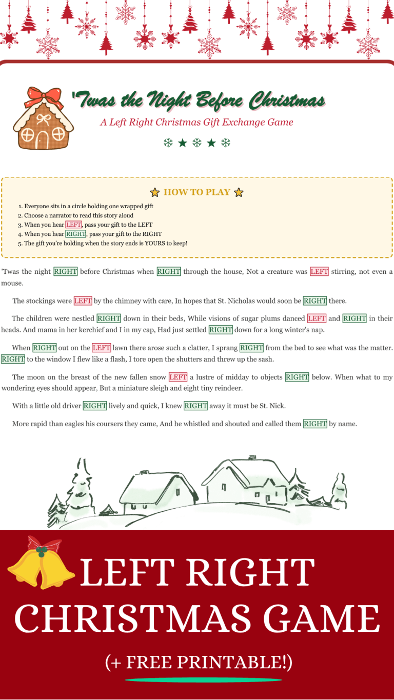 Left Right Christmas Game with Free Printable Story