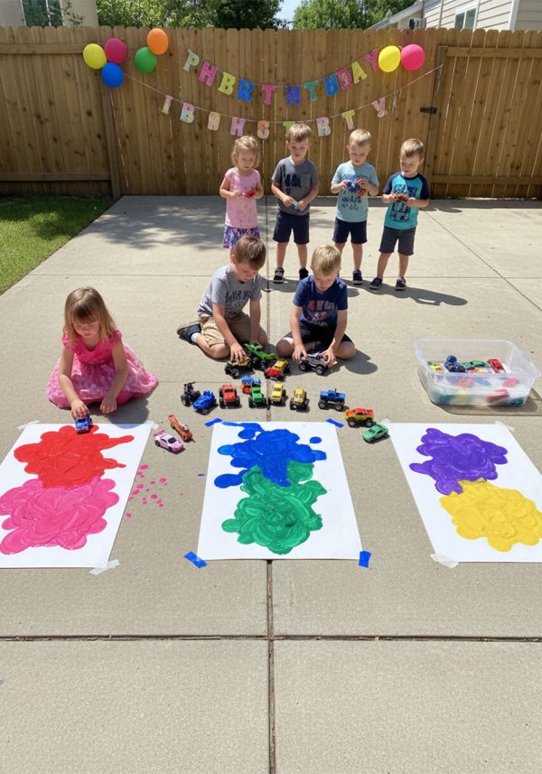 Painting With Cars: Easy Outdoor Art Activity Kids Love