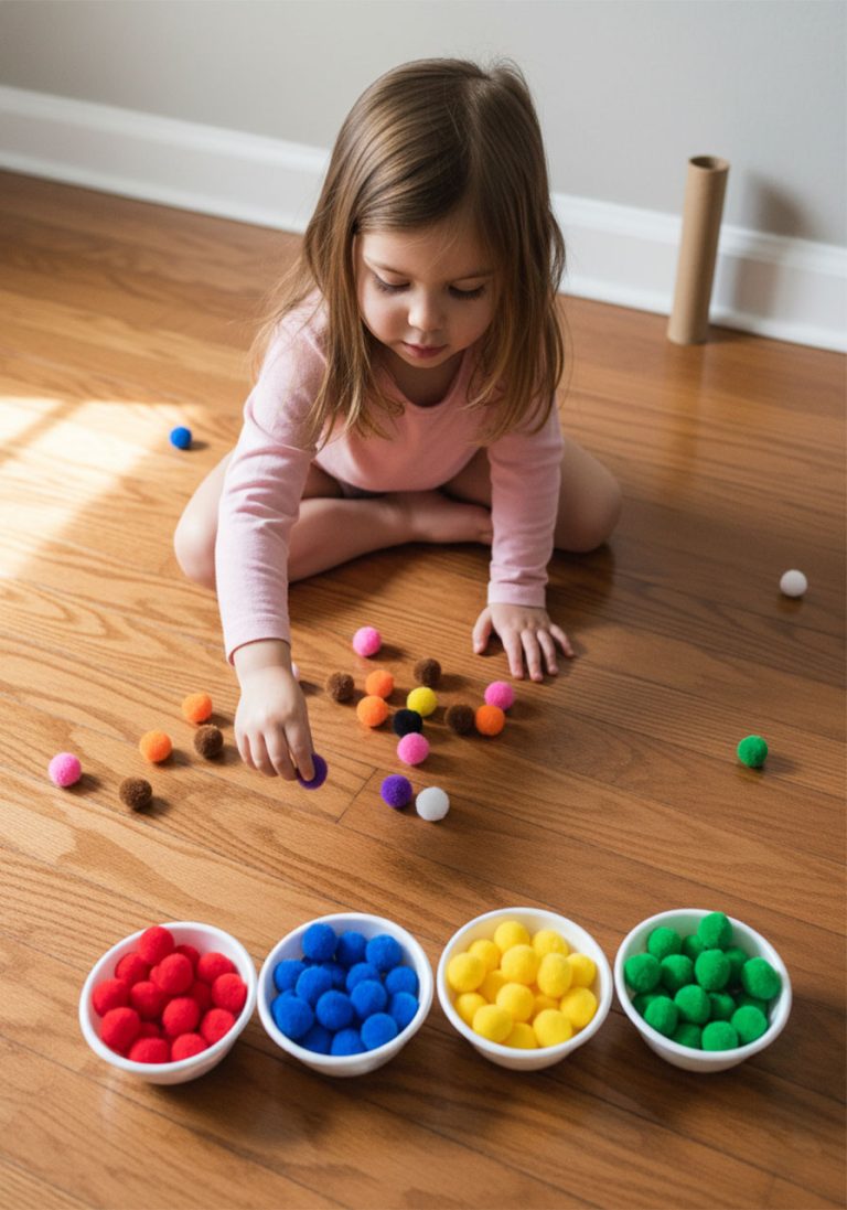 5-Min Pom Pom Tube Drop: Easy Toddler Learning Activity