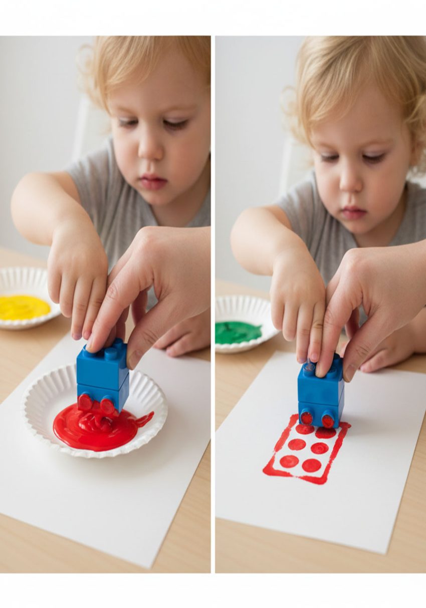 How To Create LEGO Duplo Block Painting With Kids