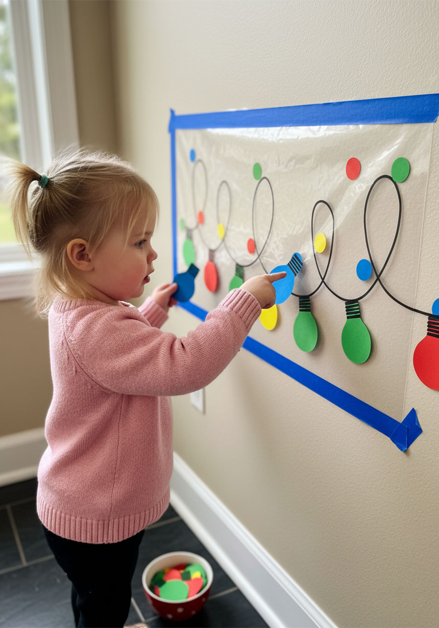 Christmas Lights Sticky Wall Game: Fun Holiday Activity for Kids