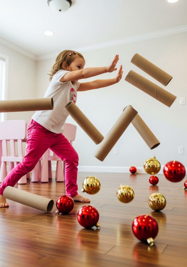 2-Minute Tubes & Christmas Baubles Activity for Toddlers
