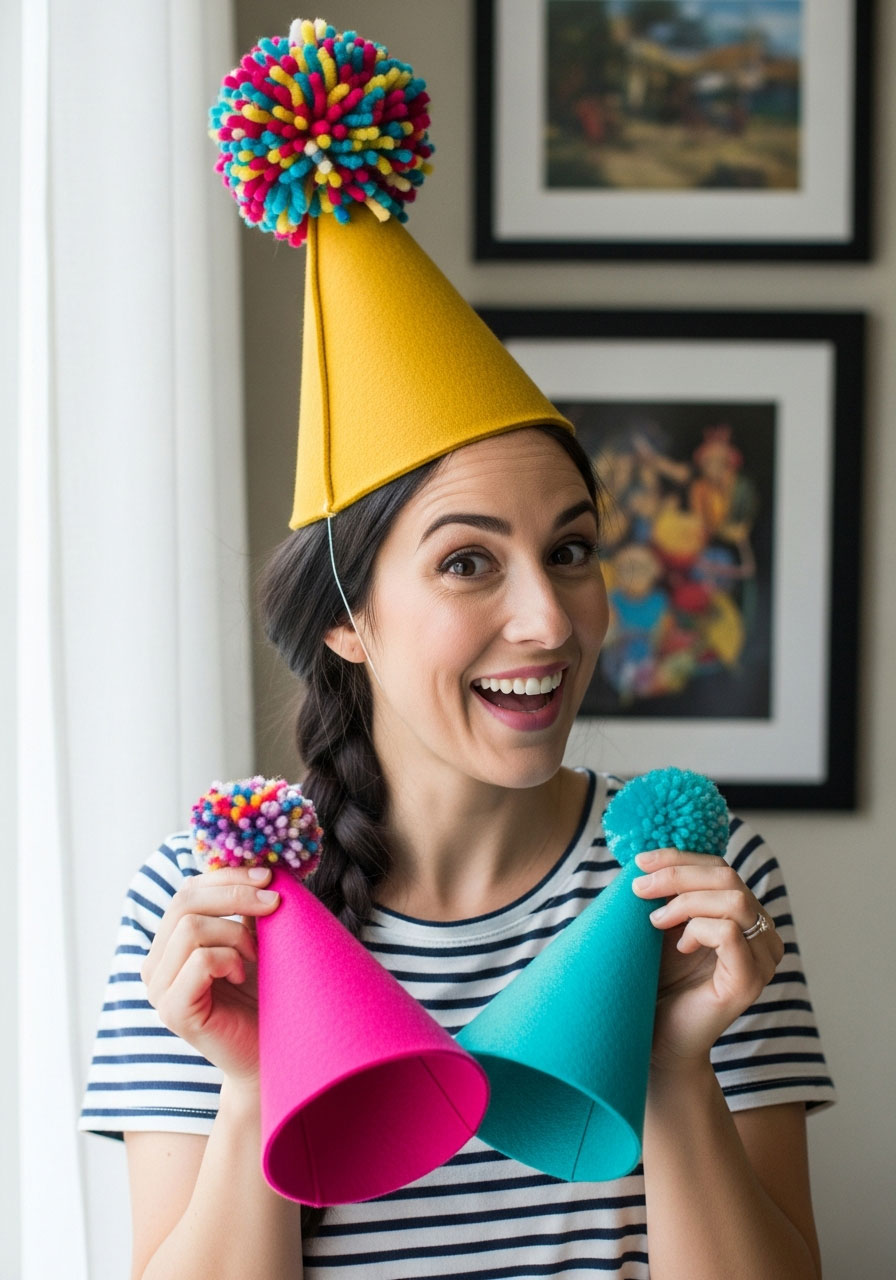How to Make DIY Pom Pom Party Hats (Easy 20-Min Tutorial!)