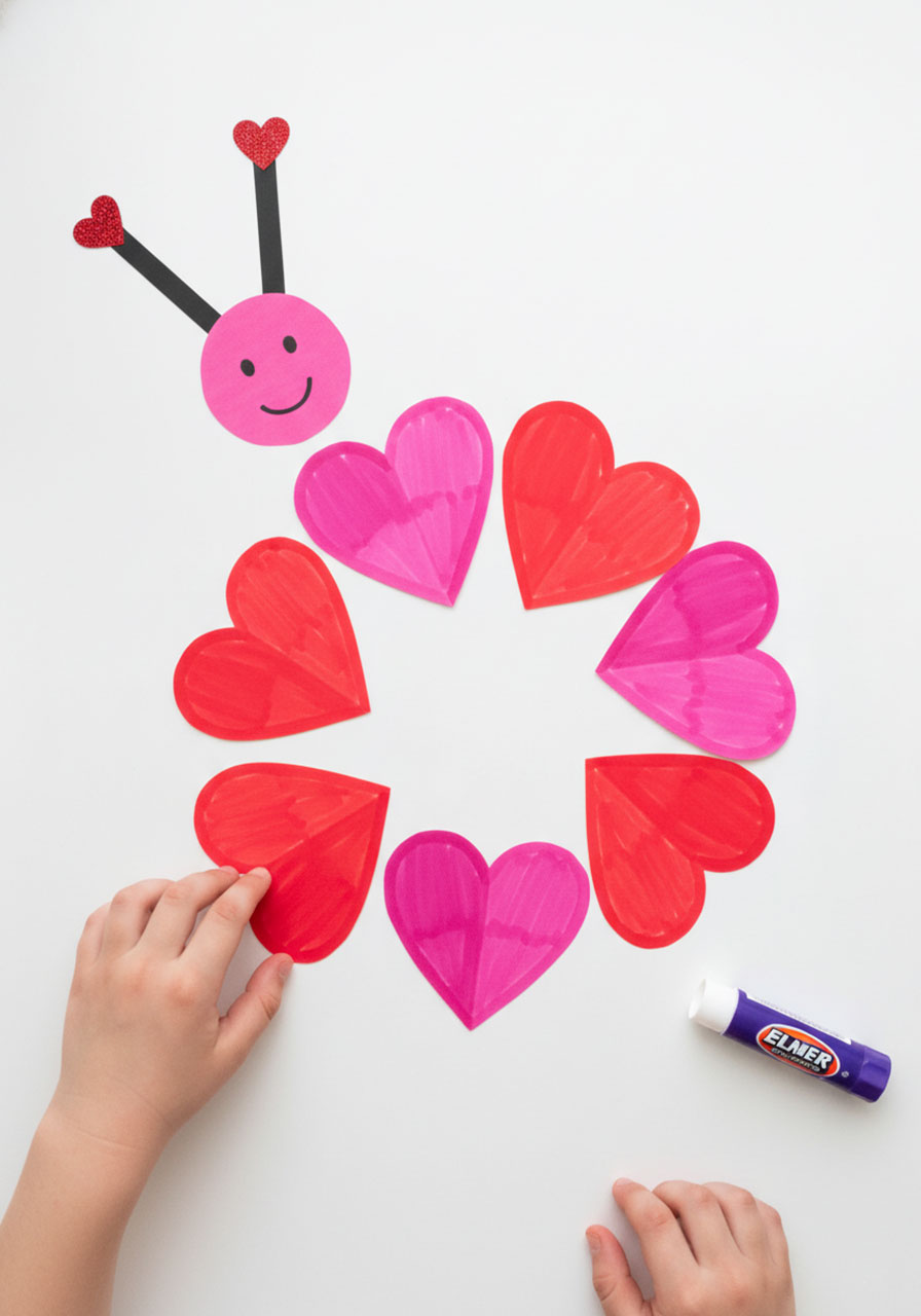 Free Heart Caterpillar Craft for Valentine's Day + Template
