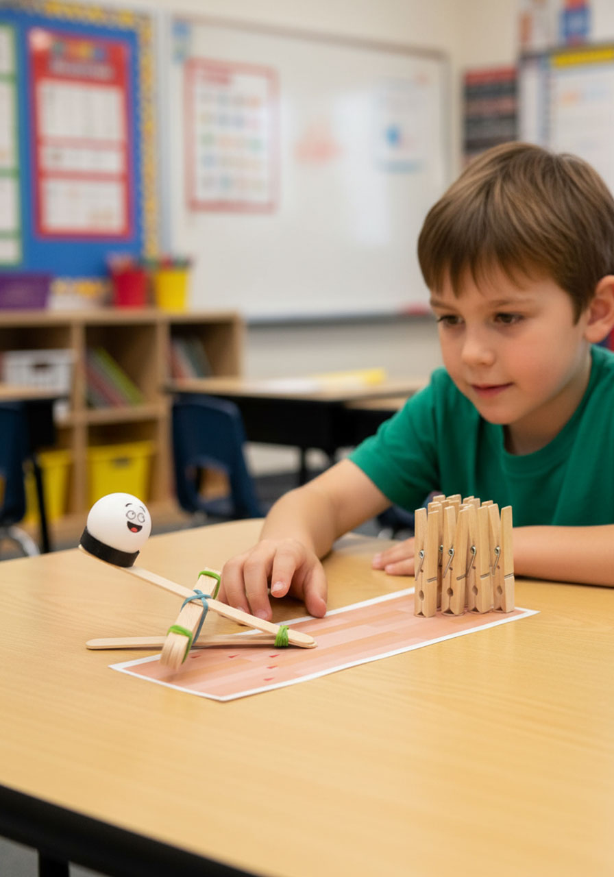 Catapult Bowling STEM Game Challenge for Students