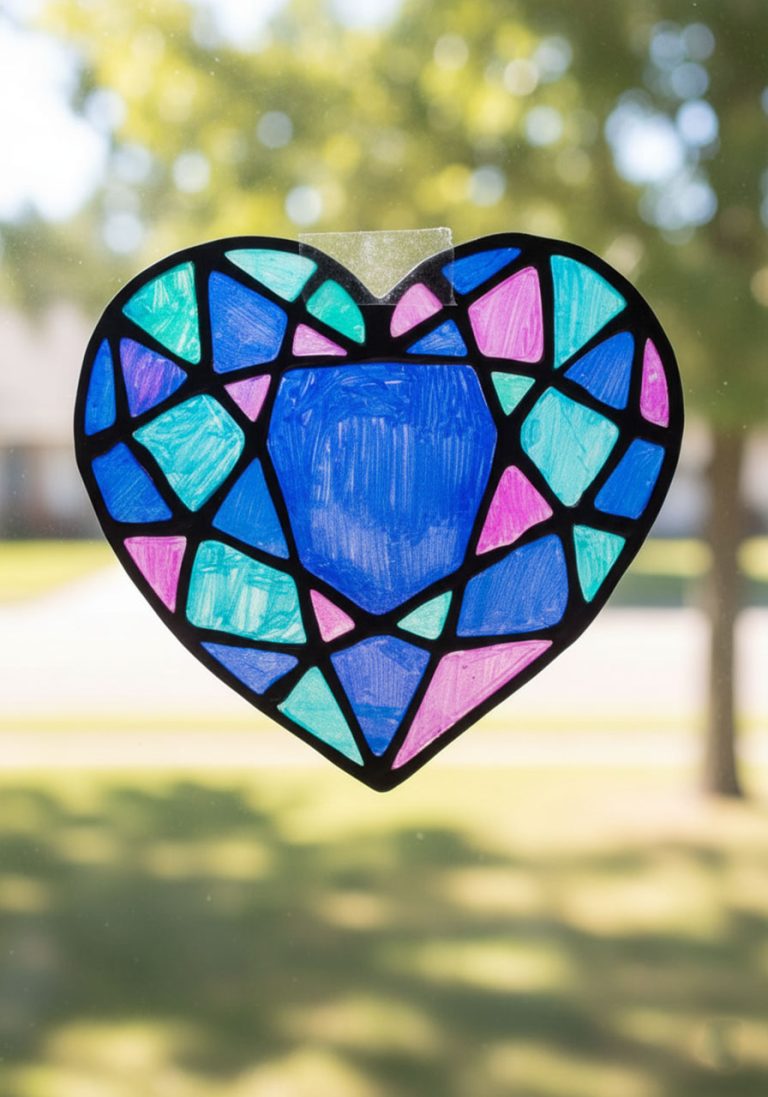 Stained Glass Heart Suncatcher: Easy Valentine's Craft!