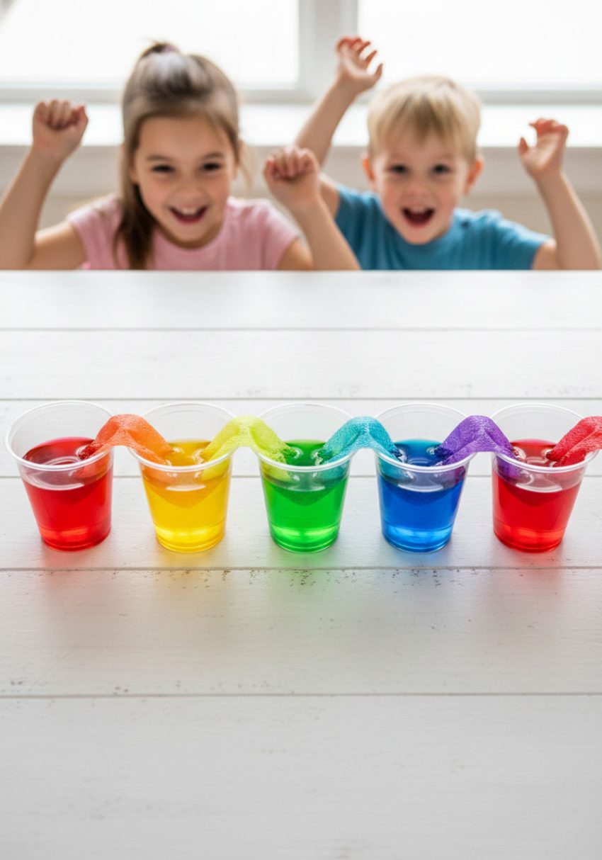 Rainbow Walking Water Experiment for Kids [Easy + Magical!]