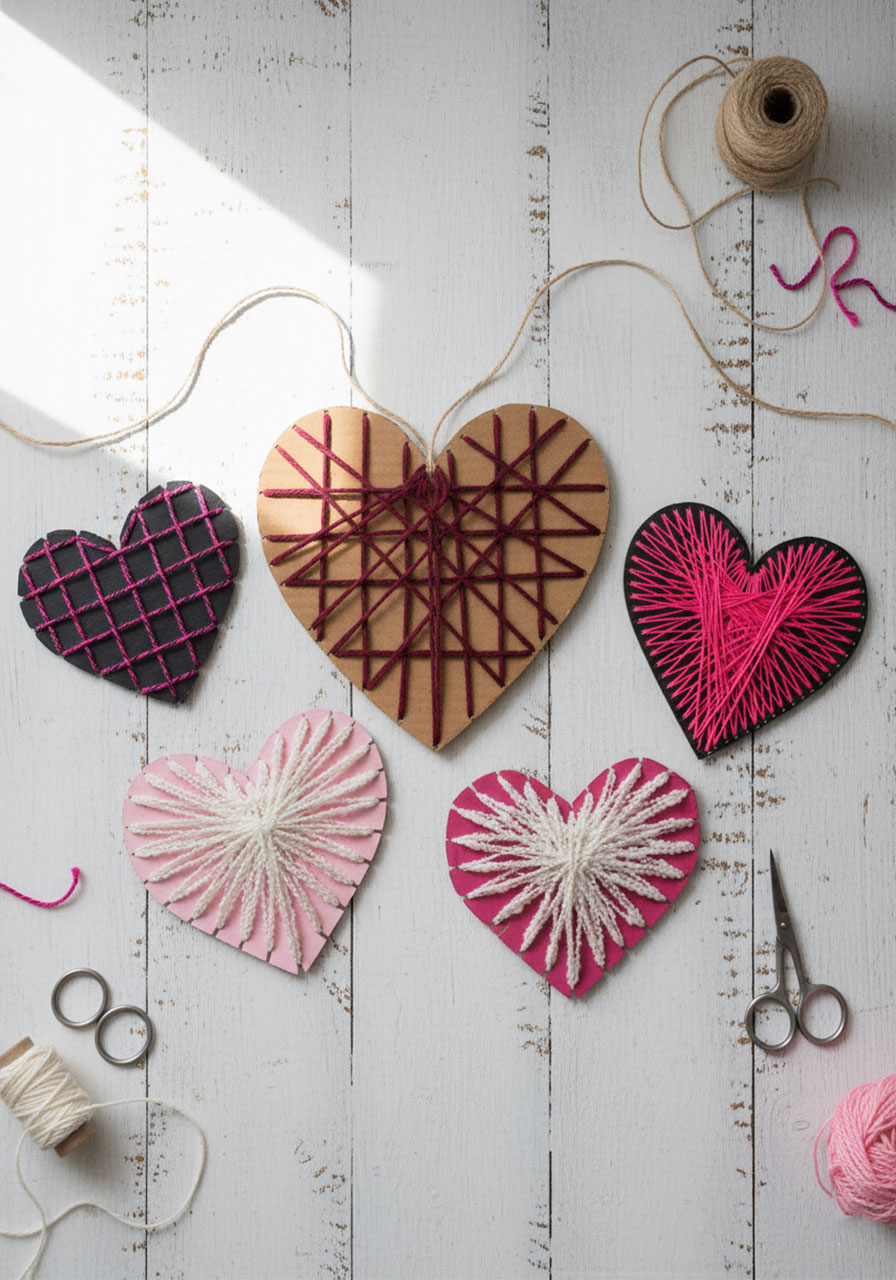 Easy Cardboard Heart String Art (No Tools Needed!)