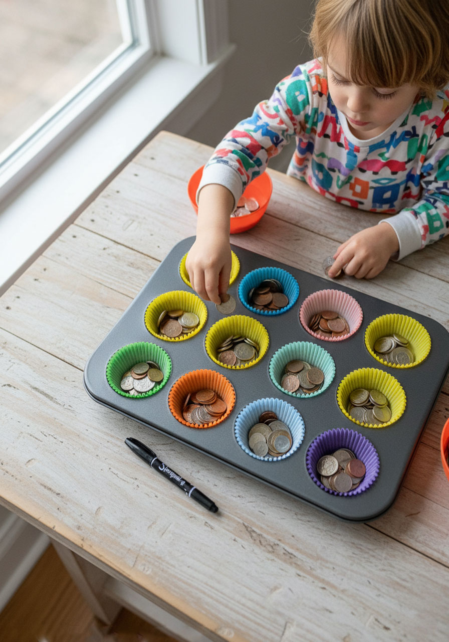 Muffin Tin Coin Counting Activity Kids Love | Easy Math Game