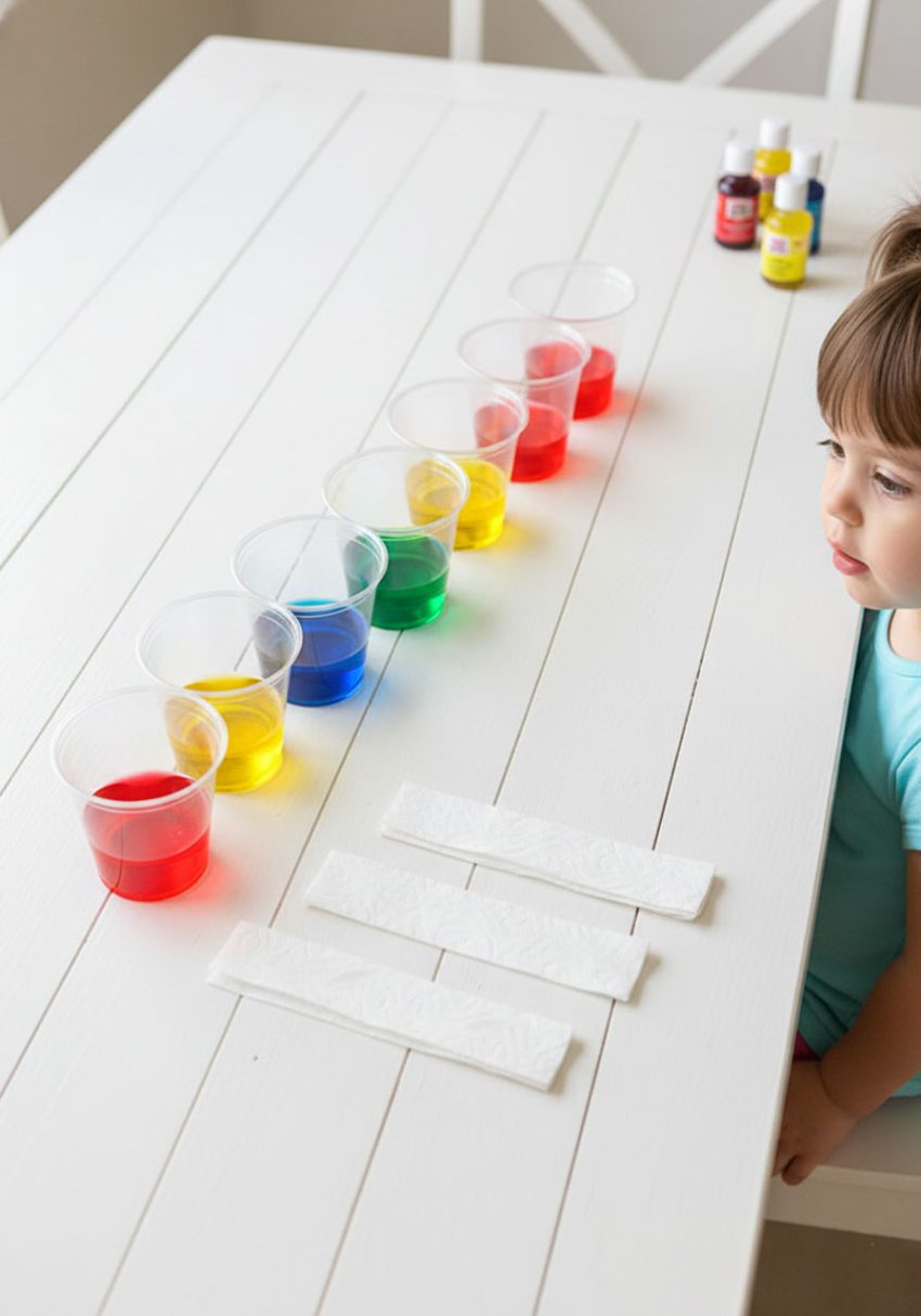 Rainbow Walking Water Experiment for Kids [Easy + Magical!]