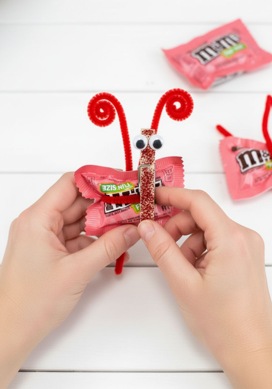 Valentine Candy Love Bugs Craft: 5-Minute Butterfly Treats