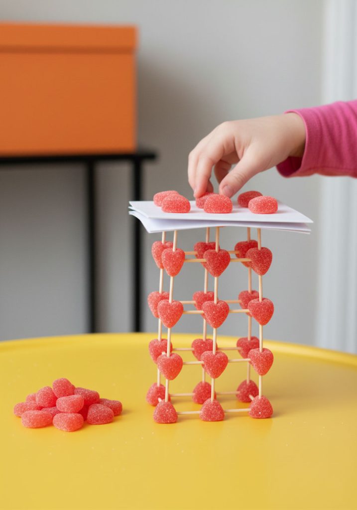 Valentine's Day STEM Challenge: Gummy Heart Tower Game