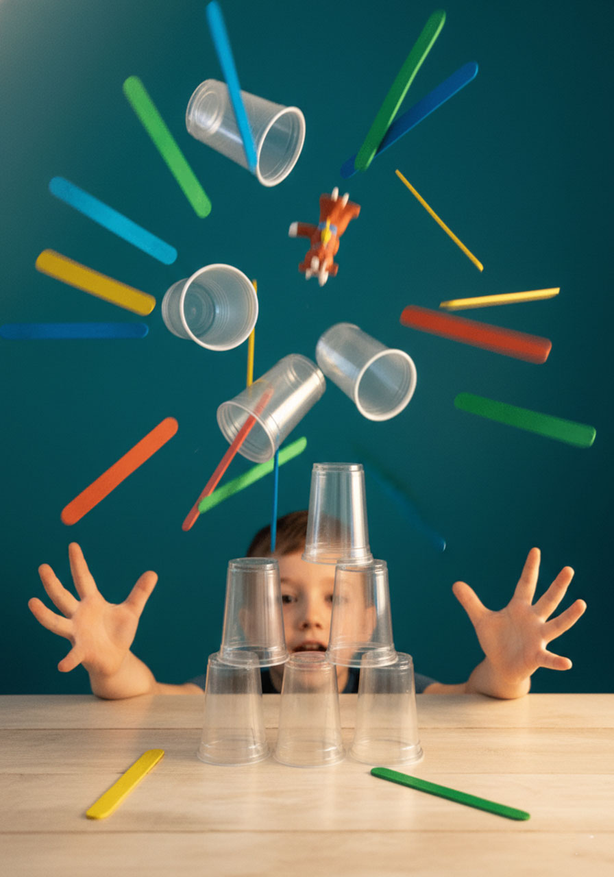 Cup Tower Building Challenge: Fun Indoor Activity for Kids