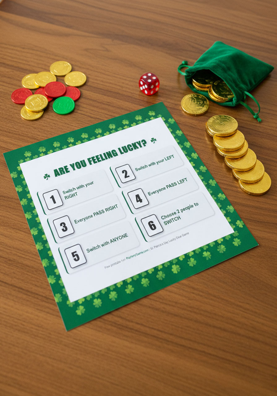 Free Printable Lucky Dice Game for St. Patrick's Day Fun