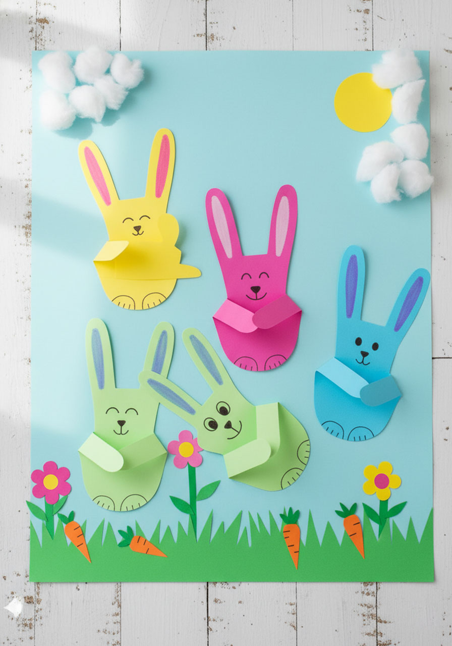 Easy Handprint Bunny Craft: Adorable Paper Easter Activity