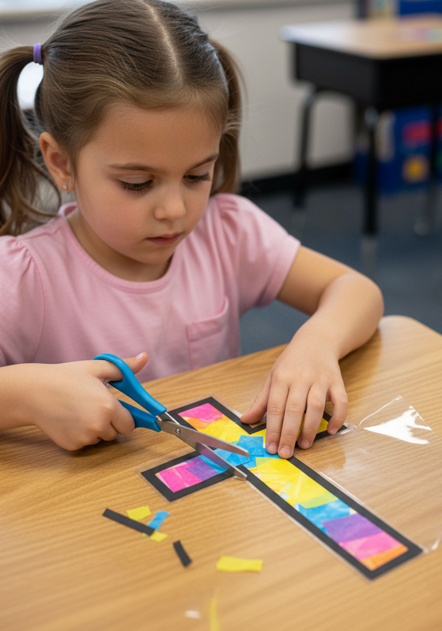 Easy Stained Glass Cross Lenten Craft for Kindergarten