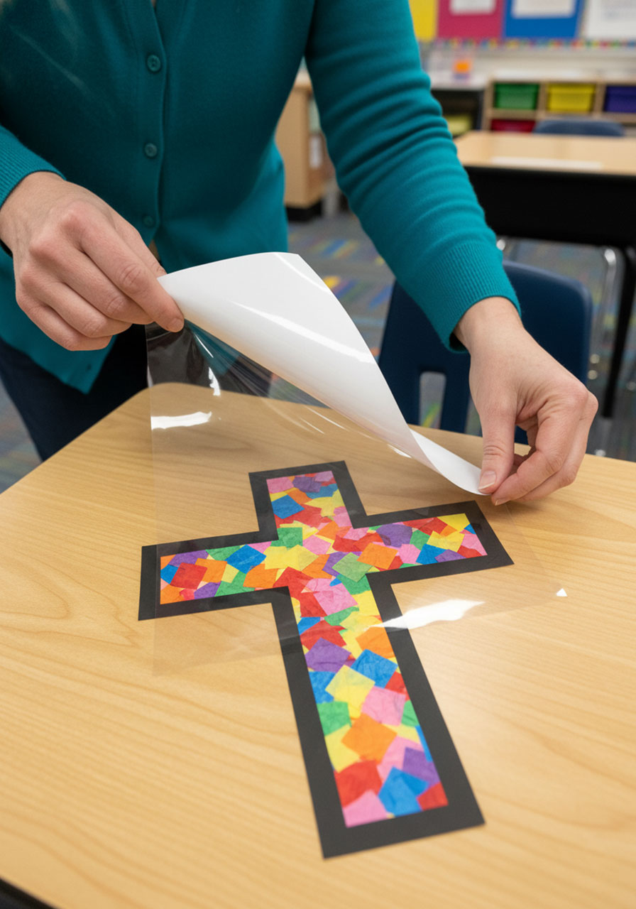 Easy Stained Glass Cross Lenten Craft for Kindergarten