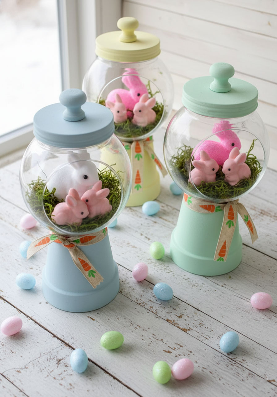 Spring Bunny DIY Gumball Machine Craft (Easy Easter Decor!)