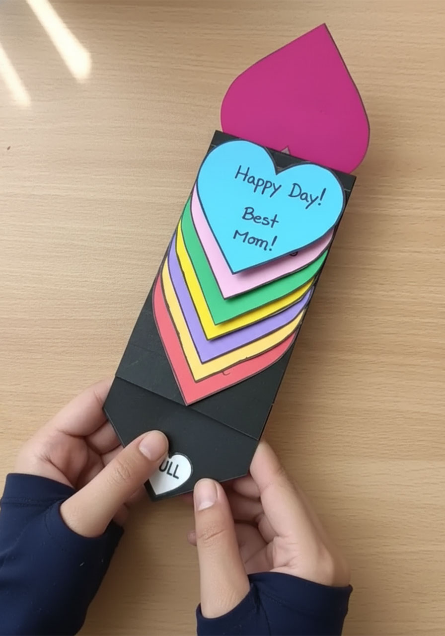 How to Make a DIY Mother's Day Heart Waterfall Card
