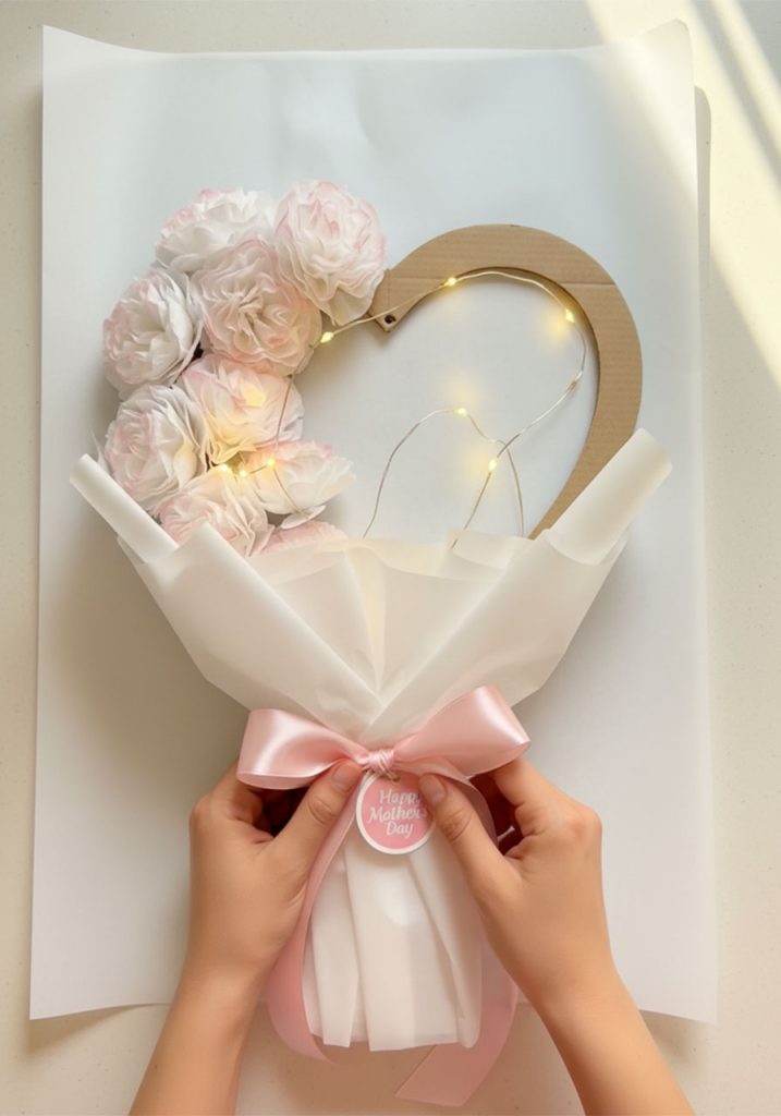 DIY Mother's Day Heart Flower Bouquet (No Craft Skills Needed!)