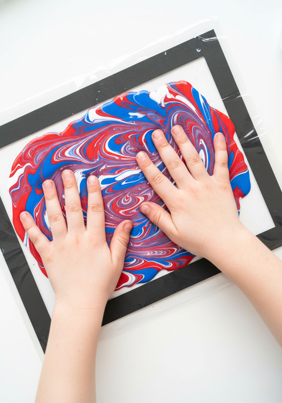 Patriotic Smush Paint "Stained Glass" Craft for Kids