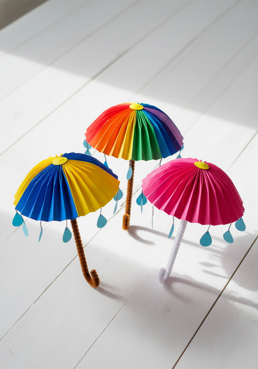 How to Make Paper Umbrellas (Easy Kids Craft!)