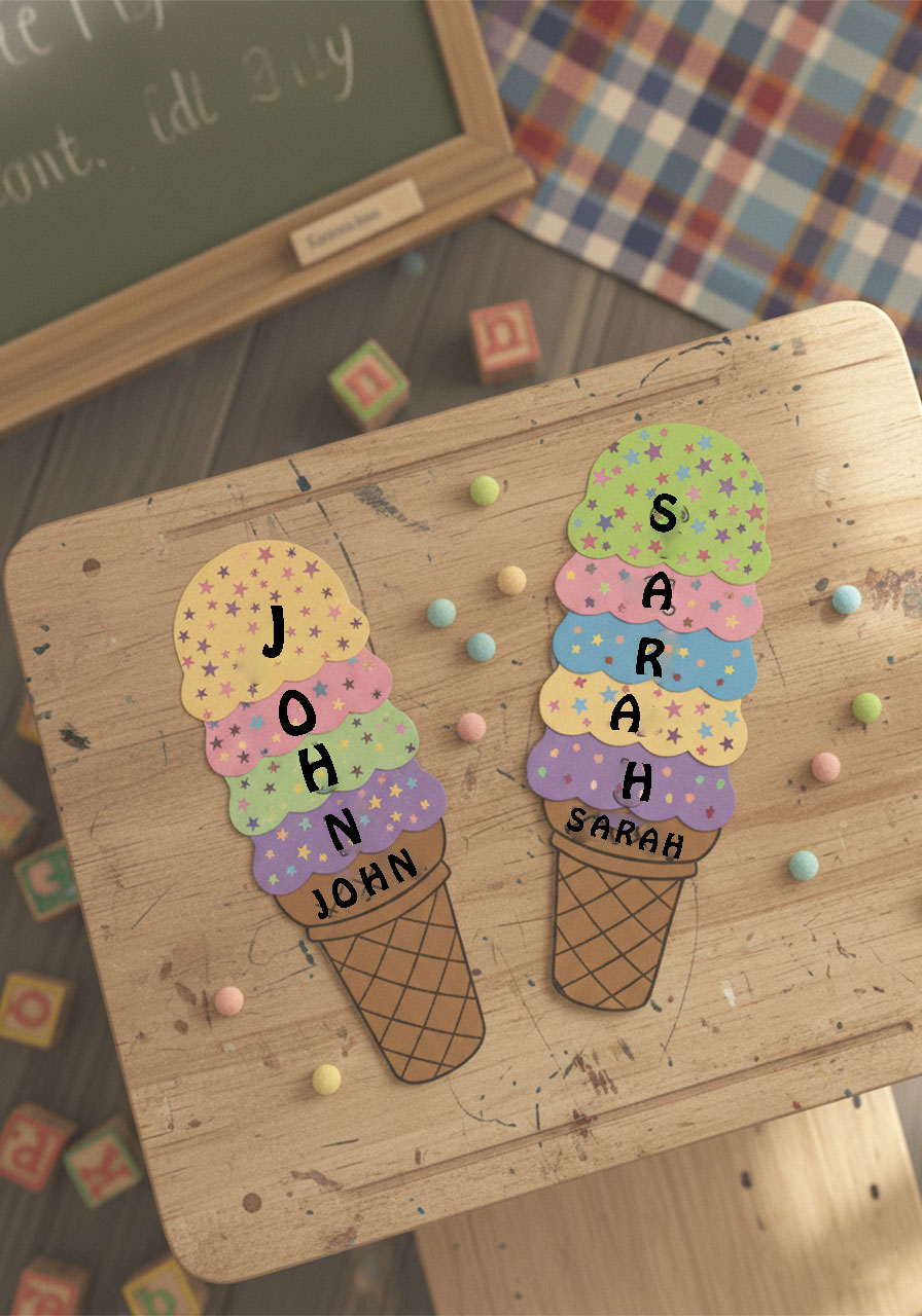 Ice Cream Cone Name Craft (Printable Template!)