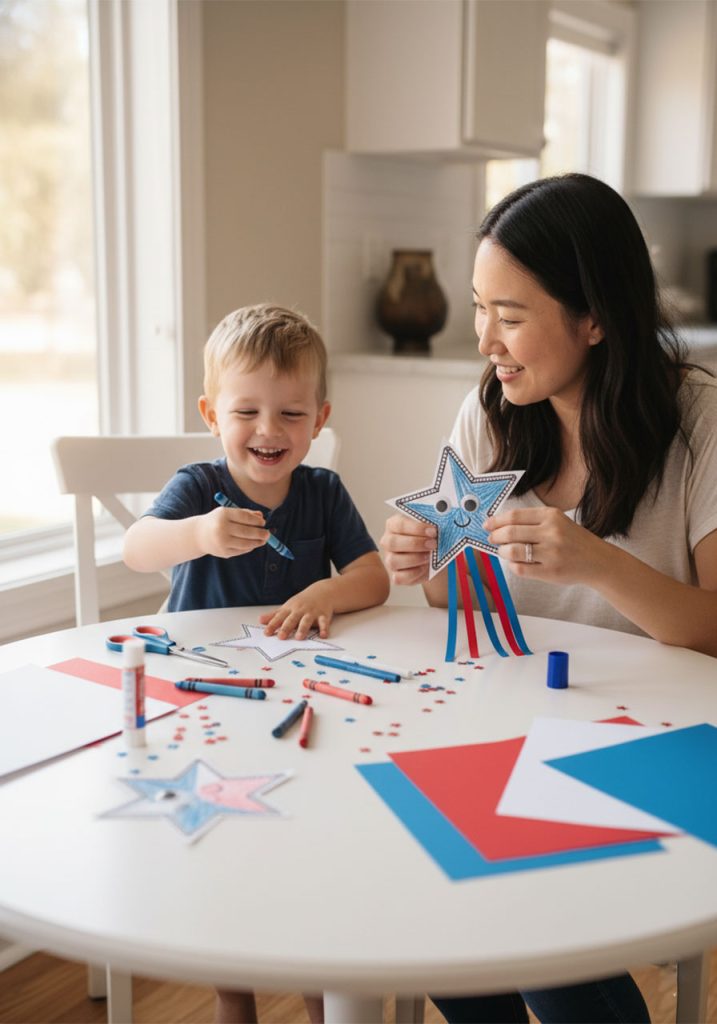 Easy Paper Patriotic Shooting Star Craft for 4th of July Kids