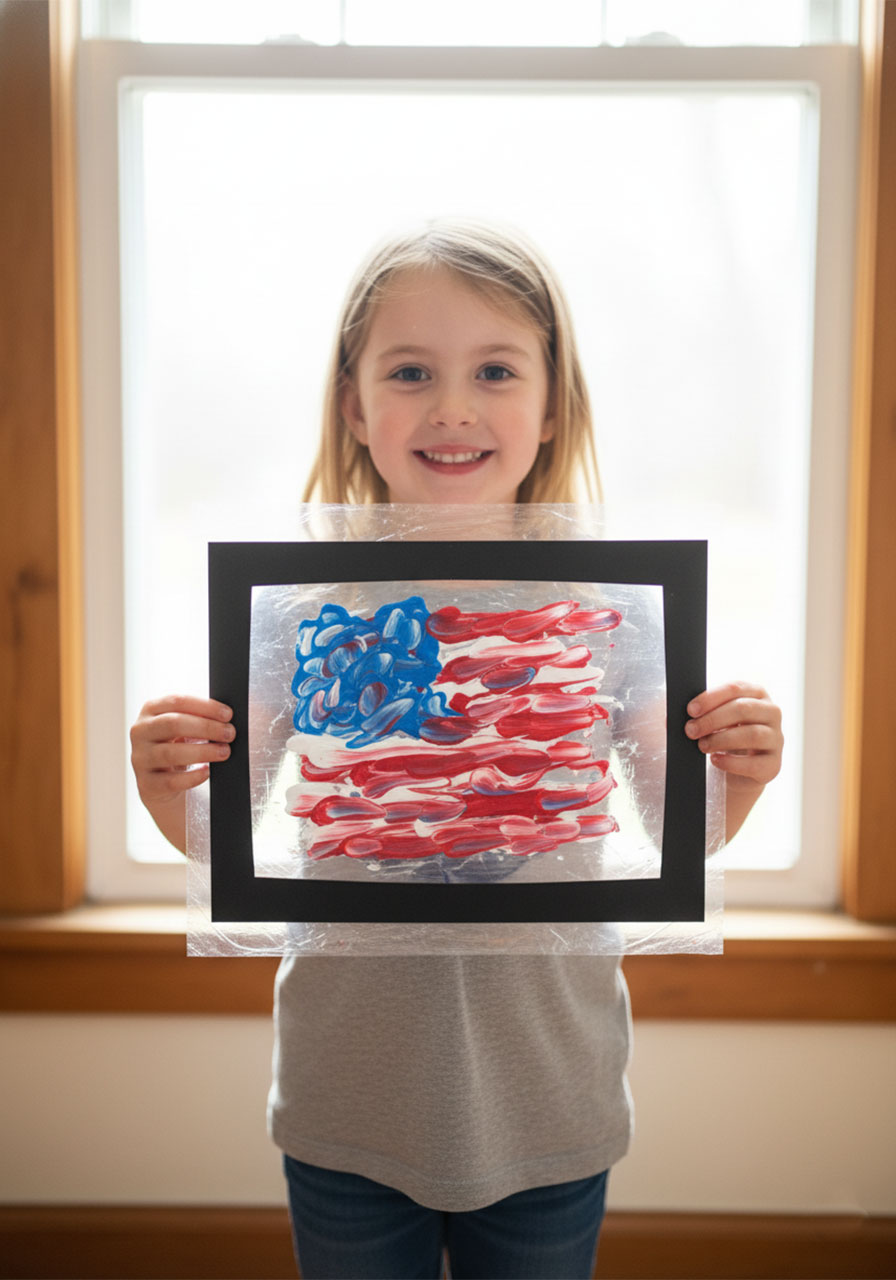 Patriotic Smush Paint "Stained Glass" Craft for Kids