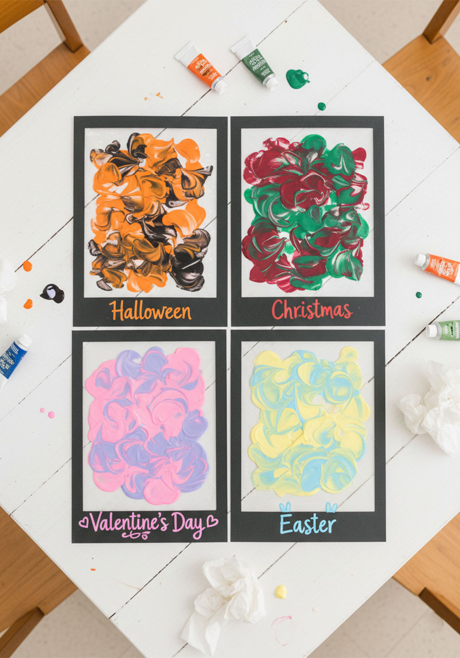 Patriotic Smush Paint "Stained Glass" Craft for Kids