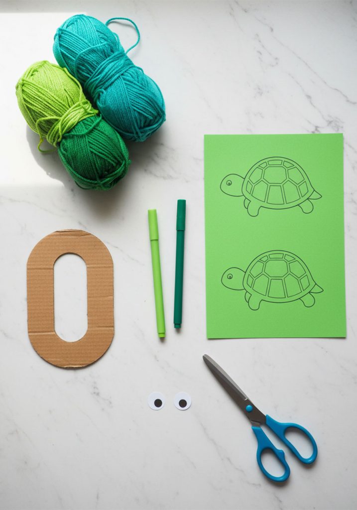 Yarn Turtle Craft with Printable Template – Easy Kids Craft