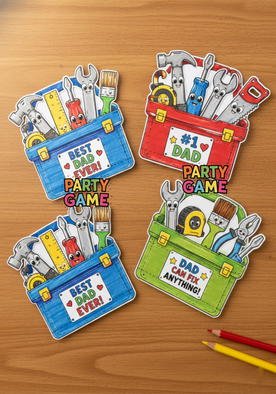 Printable Father's Day Toolbox Cards Kids Can Color & Gift