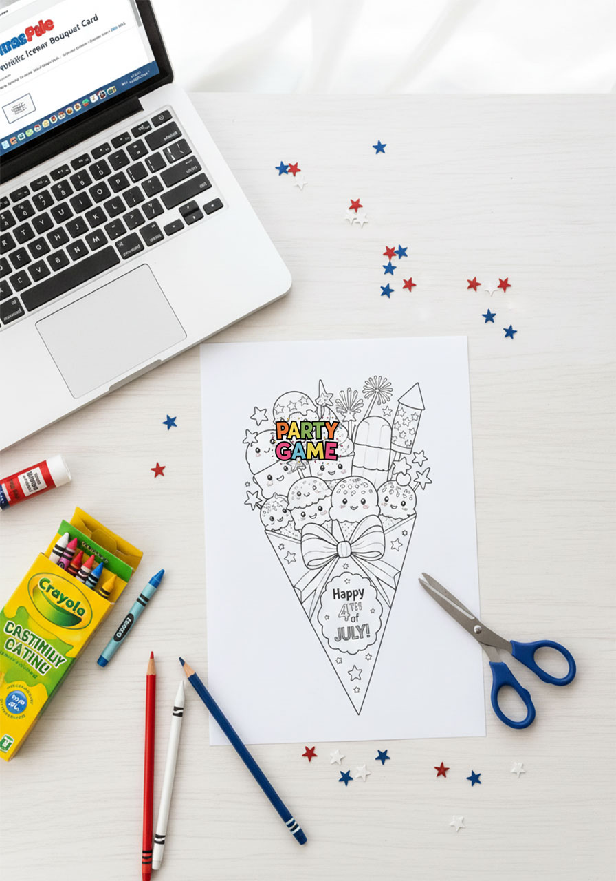 Patriotic Ice Cream Bouquet Card Printable – Sweetest 4th of July Kids ...